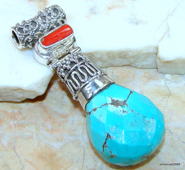 Faceted Earth’s Wisdom Turquoise Sterling Silver Pendant | Gigatags