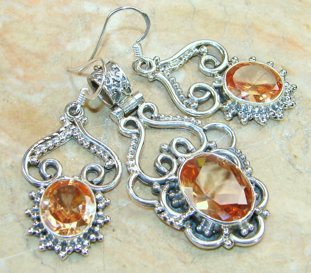 Unique Citrine Quartz Sterling Silver Earrings Set | Bubblelounge