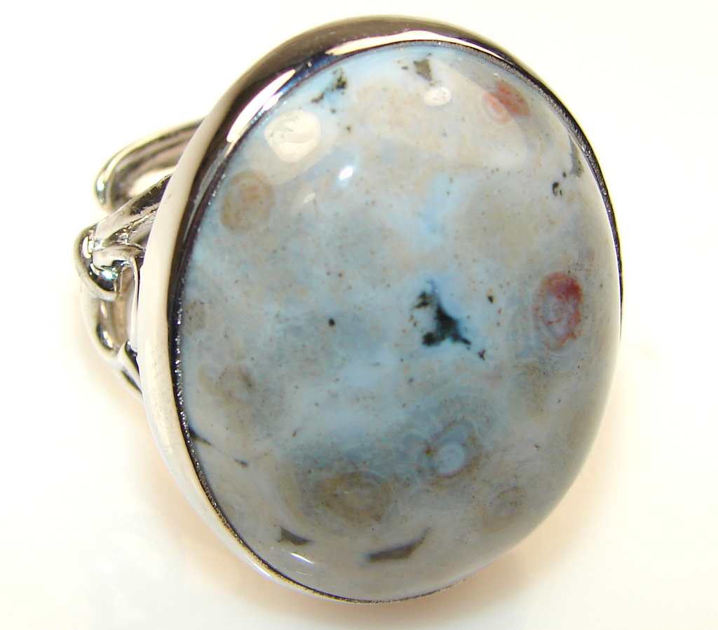 Beautiful Ocean Jasper & Sterling Silver Ring S. 8 – Adjustable | Blueverse