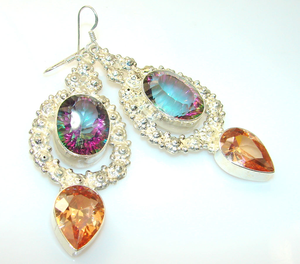 Ray Of Light Magic Topaz Sterling Silver Earrings | Gigatags