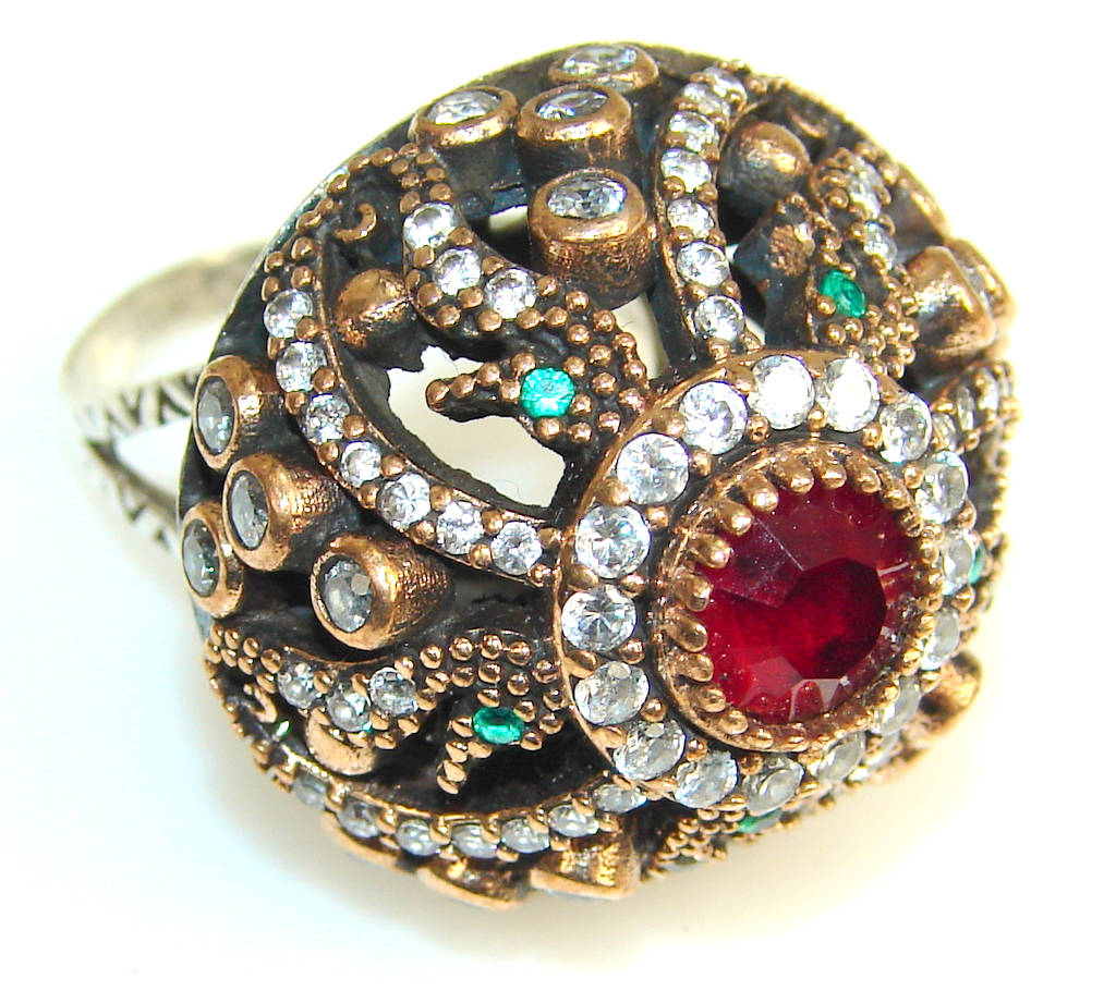 Vintage Style Crazy Energy Of Ruby Sterling Silver Ring S. 7 1/2 | Oolium