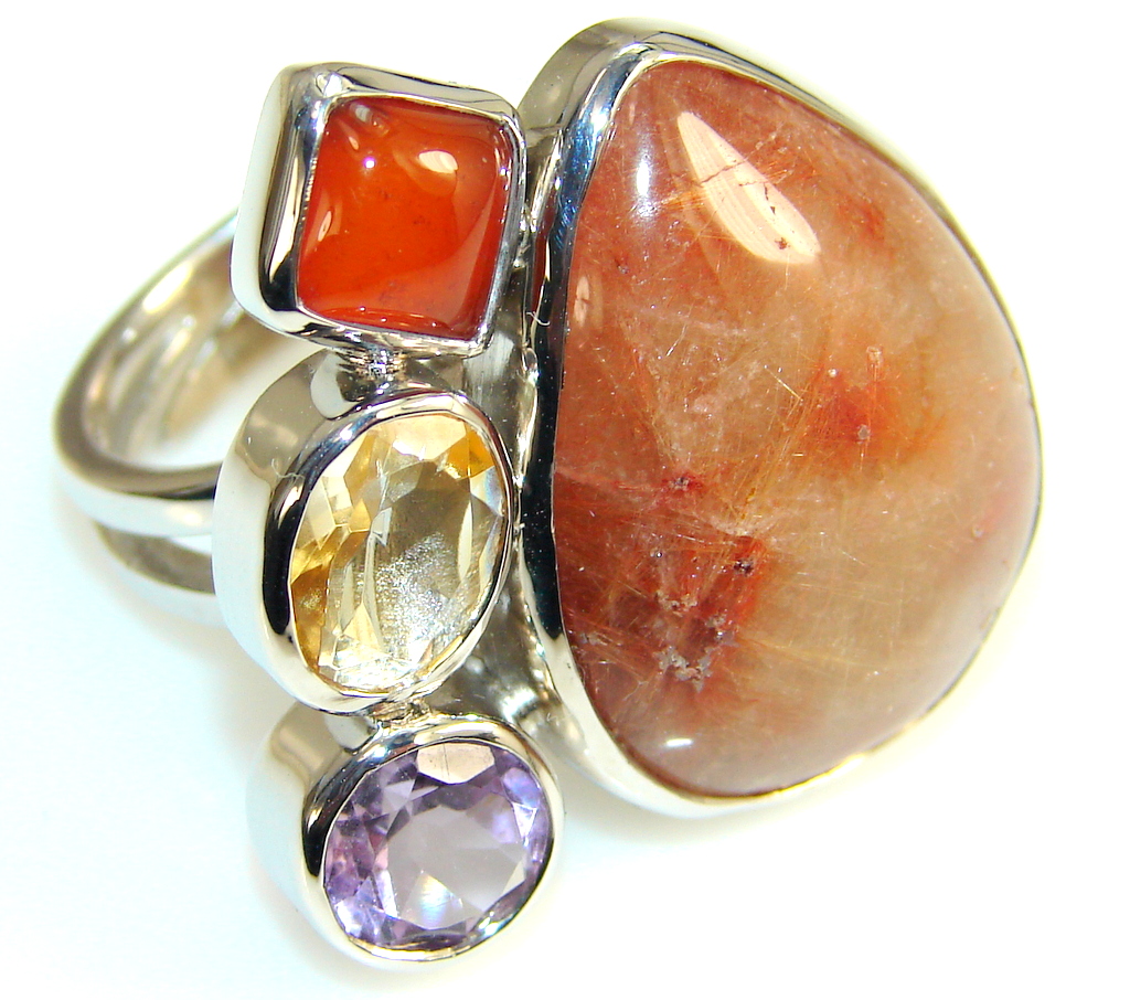 Passion Golden Calcite Sterling Silver Ring S. 8 & Up | Gigatags