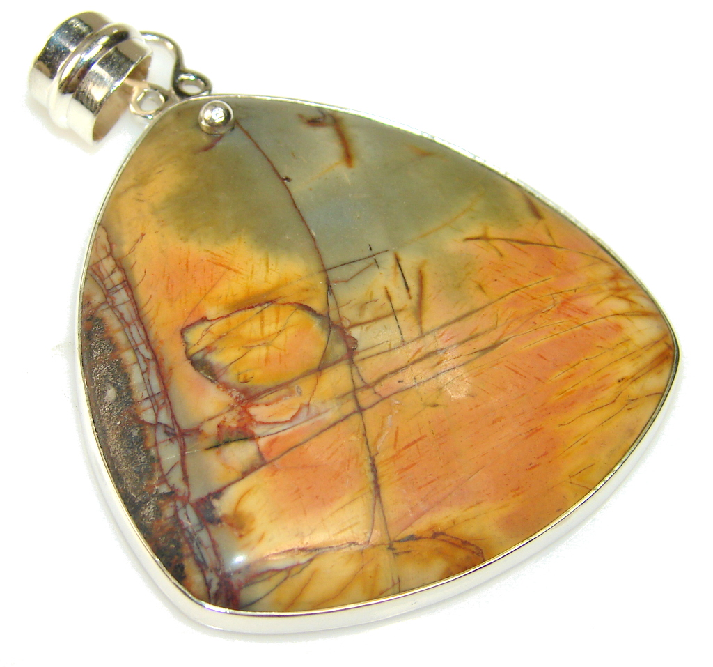 Path Of Life Butterfly Wings Jasper Sterling Silver Pendant | Oolium