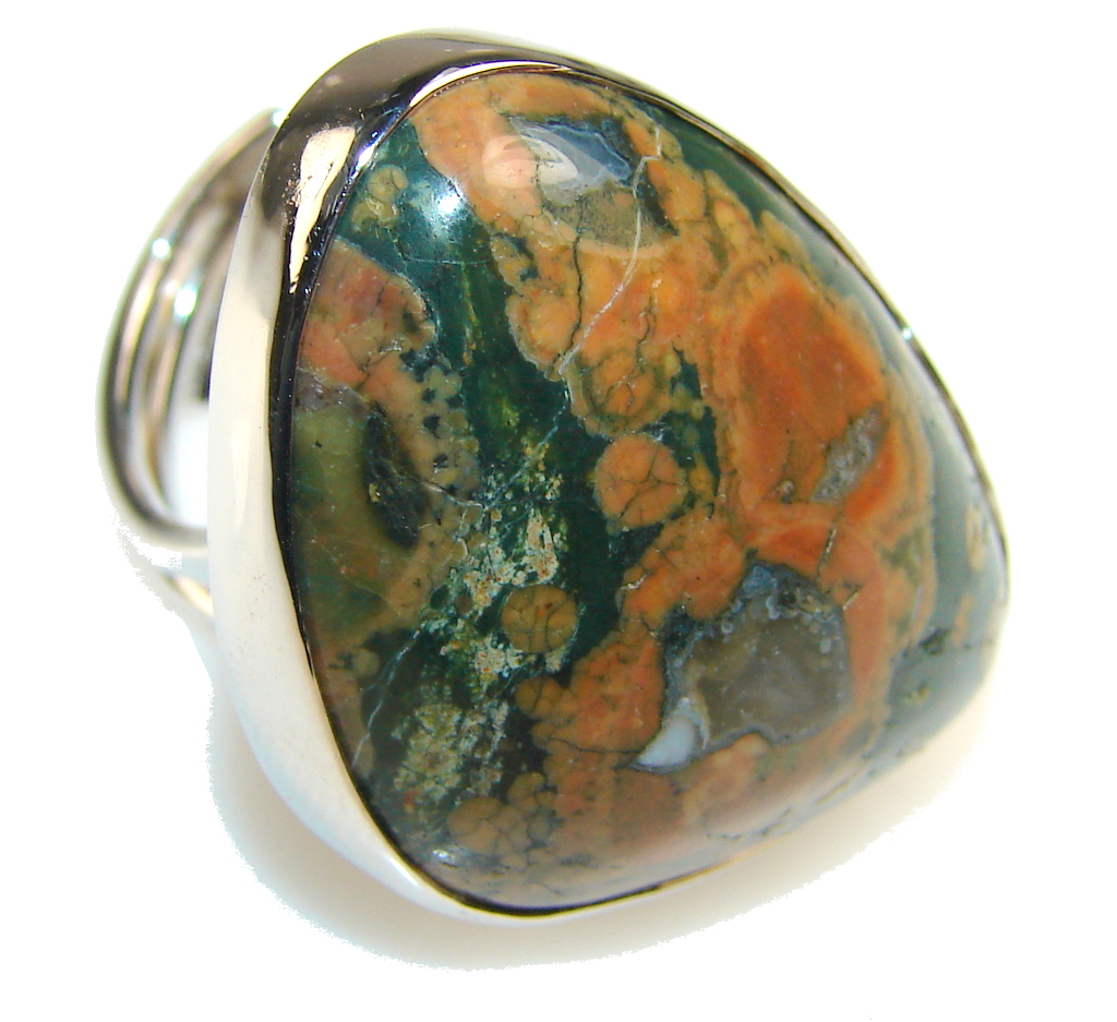 Excellent Ocean Jasper Sterling Silver Ring S. 8 – Adjustable | Gigatags