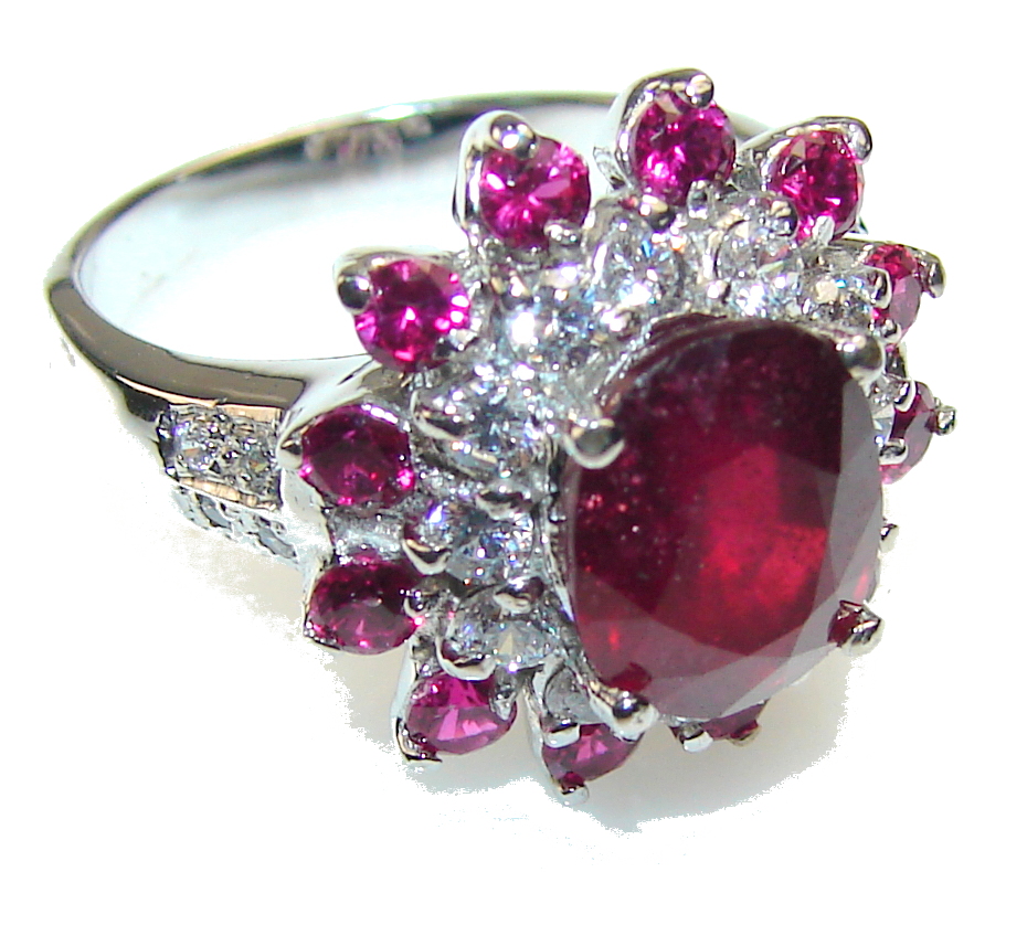 Falling In Love!! Red Ruby Sterling Silver Ring S. 6 | Oolium