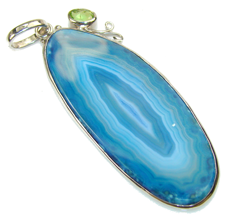 Frost Breeze!! Botswana Agate Sterling Silver Pendant | Oolium