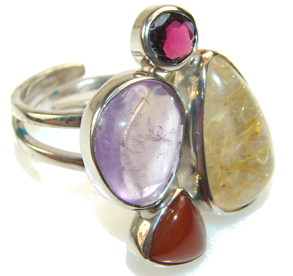 Traditions Golden Rutilated Quartz Sterling Silver Ring S. 8 ...